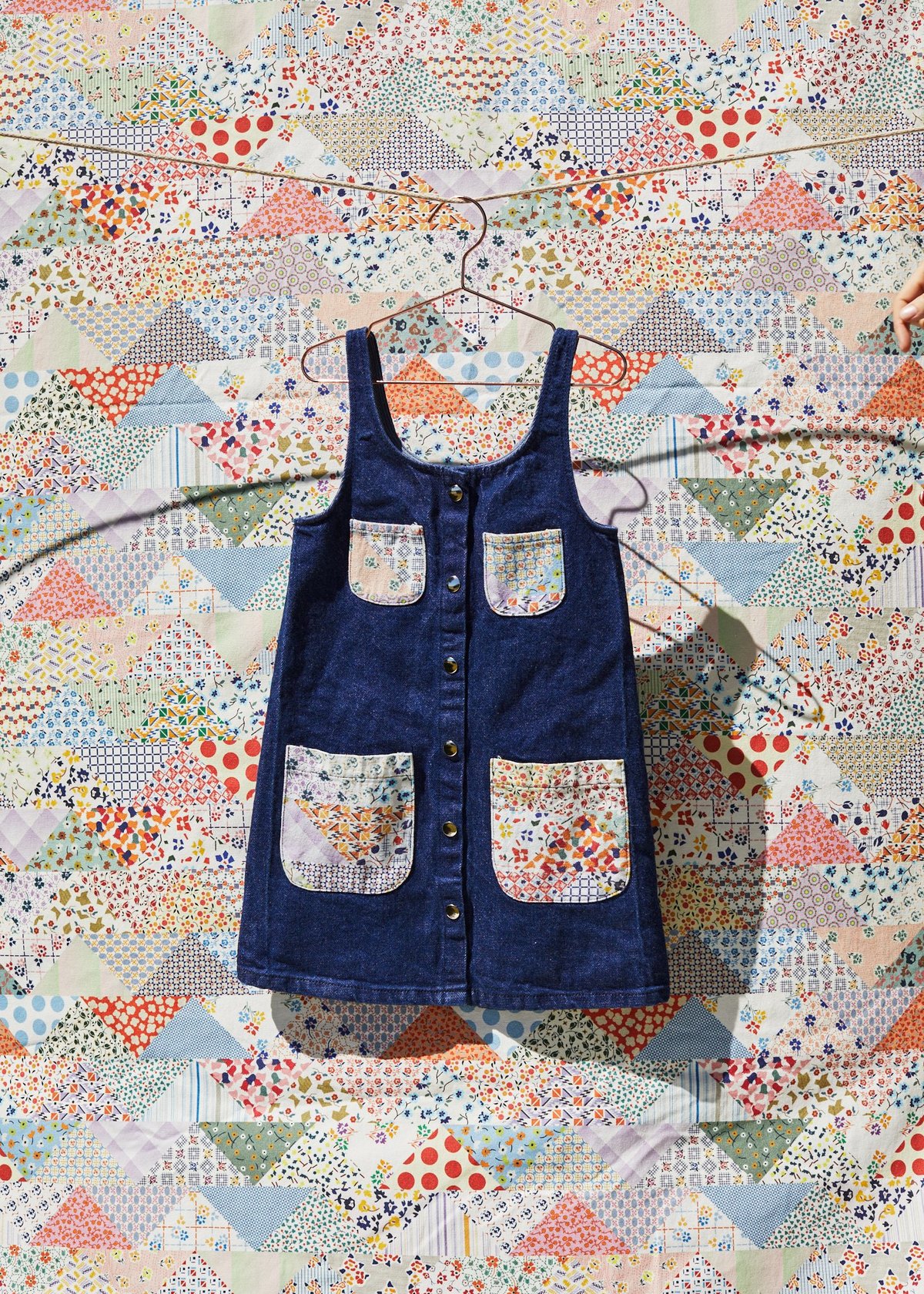Kids Carleen Pocket Dress - Dark Blue with Heirloom Cheater Print ...