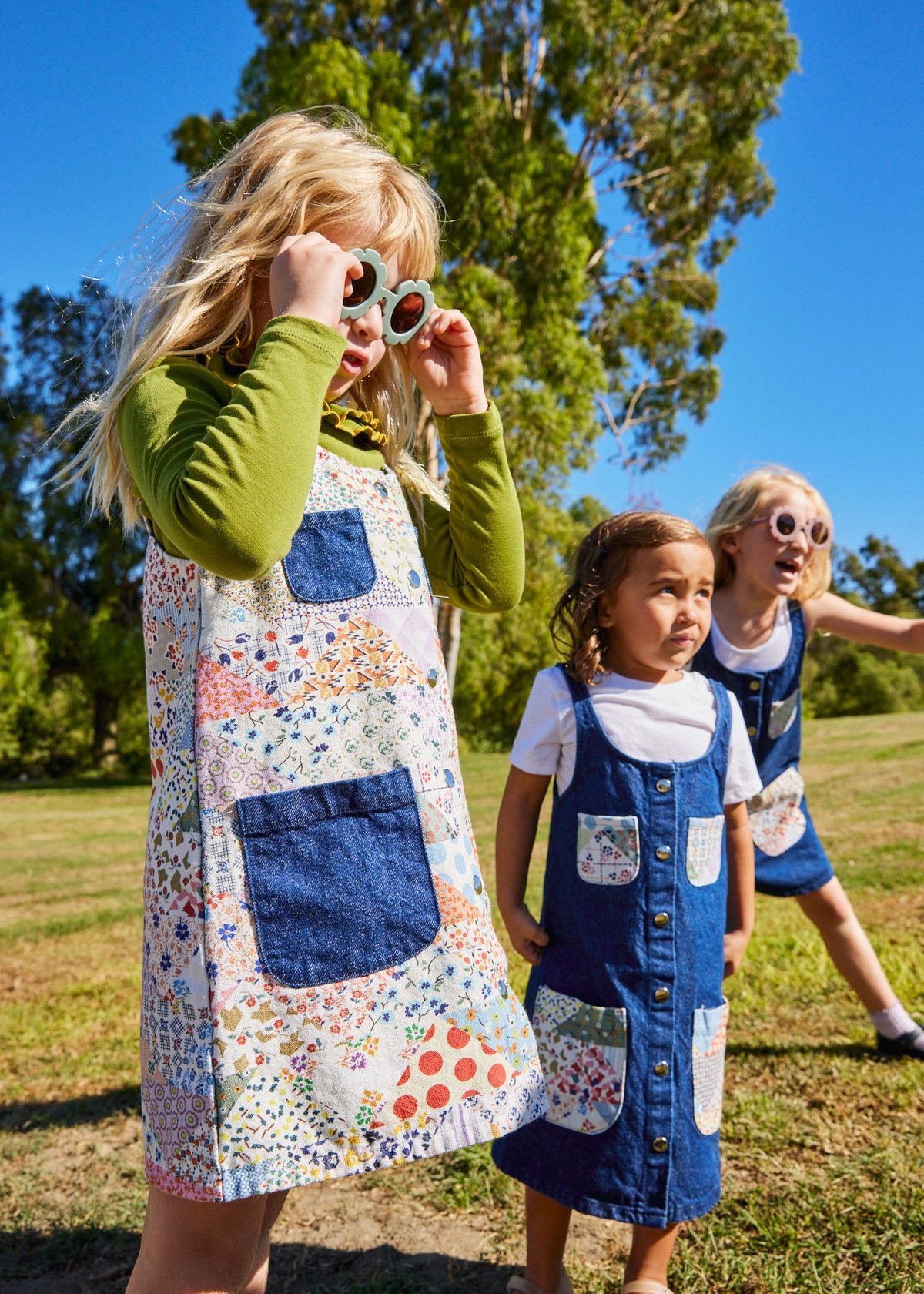 Kids Carleen Pocket Dress - Dark Blue with Heirloom Cheater Print ...