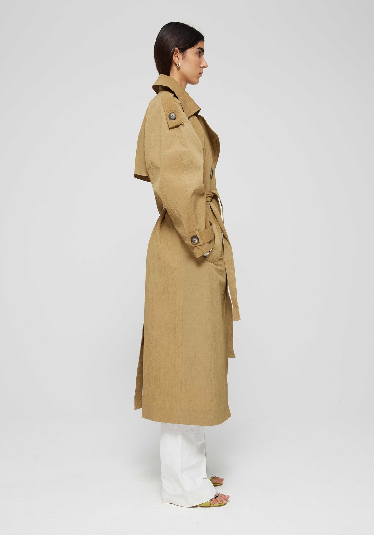 Rohe Textured Trench Coat - Dull Gold | Garmentory
