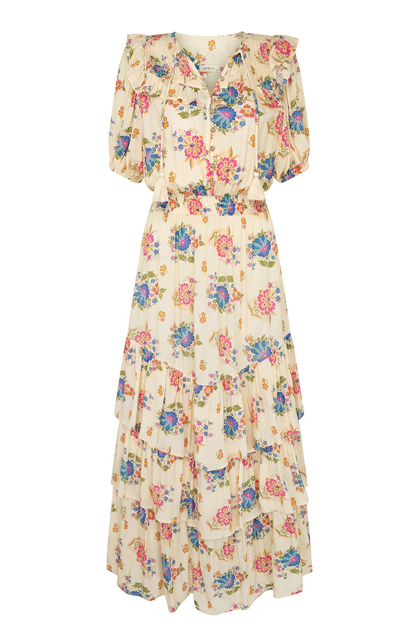 SPELL & THE GYPSY COLLECTIVE Solstice Ruffle Gown - Cream | Garmentory