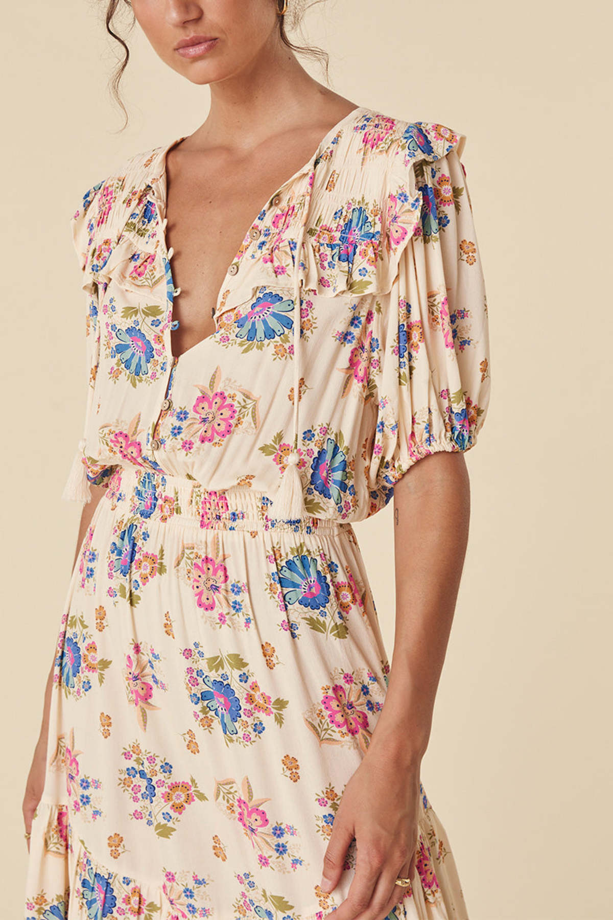 SPELL & THE GYPSY COLLECTIVE Solstice Ruffle Gown - Cream | Garmentory