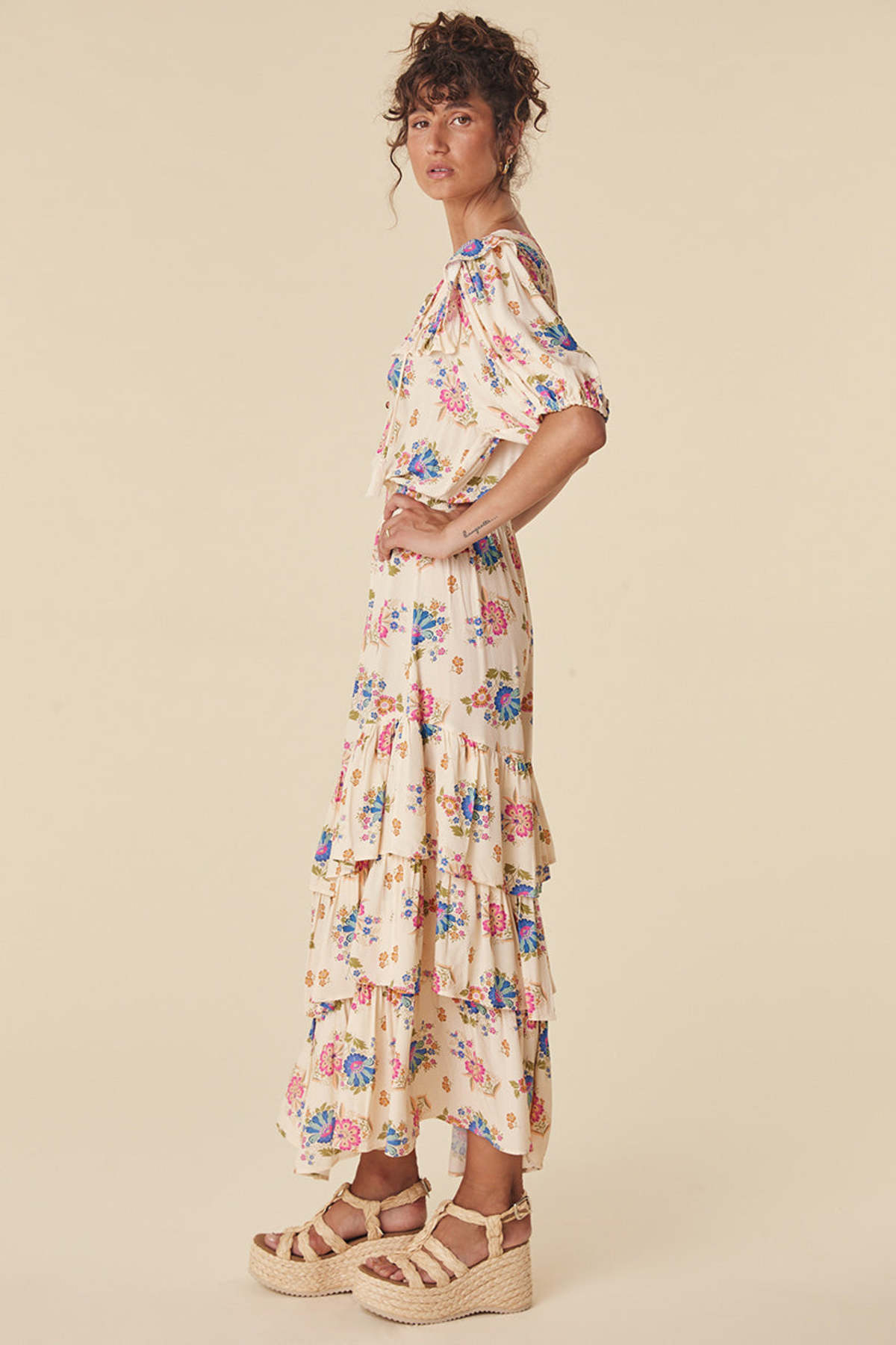 SPELL & THE GYPSY COLLECTIVE Solstice Ruffle Gown - Cream | Garmentory