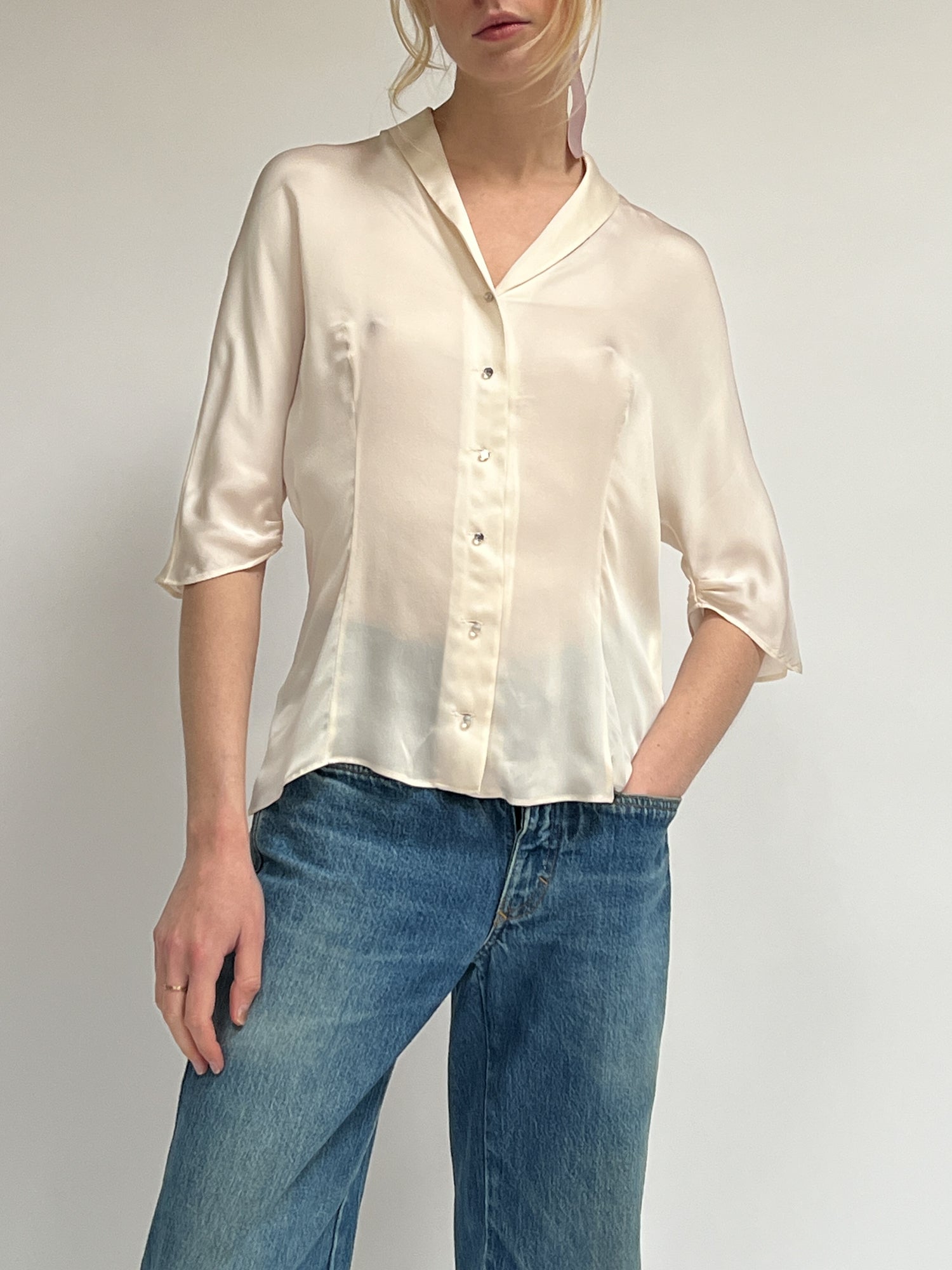 Vintage Valentino Cream Silk Blouse | Garmentory