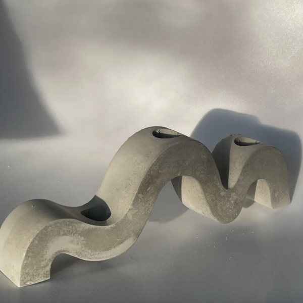 AARAM LUX Concrete Wave Candlestick Holder | Garmentory