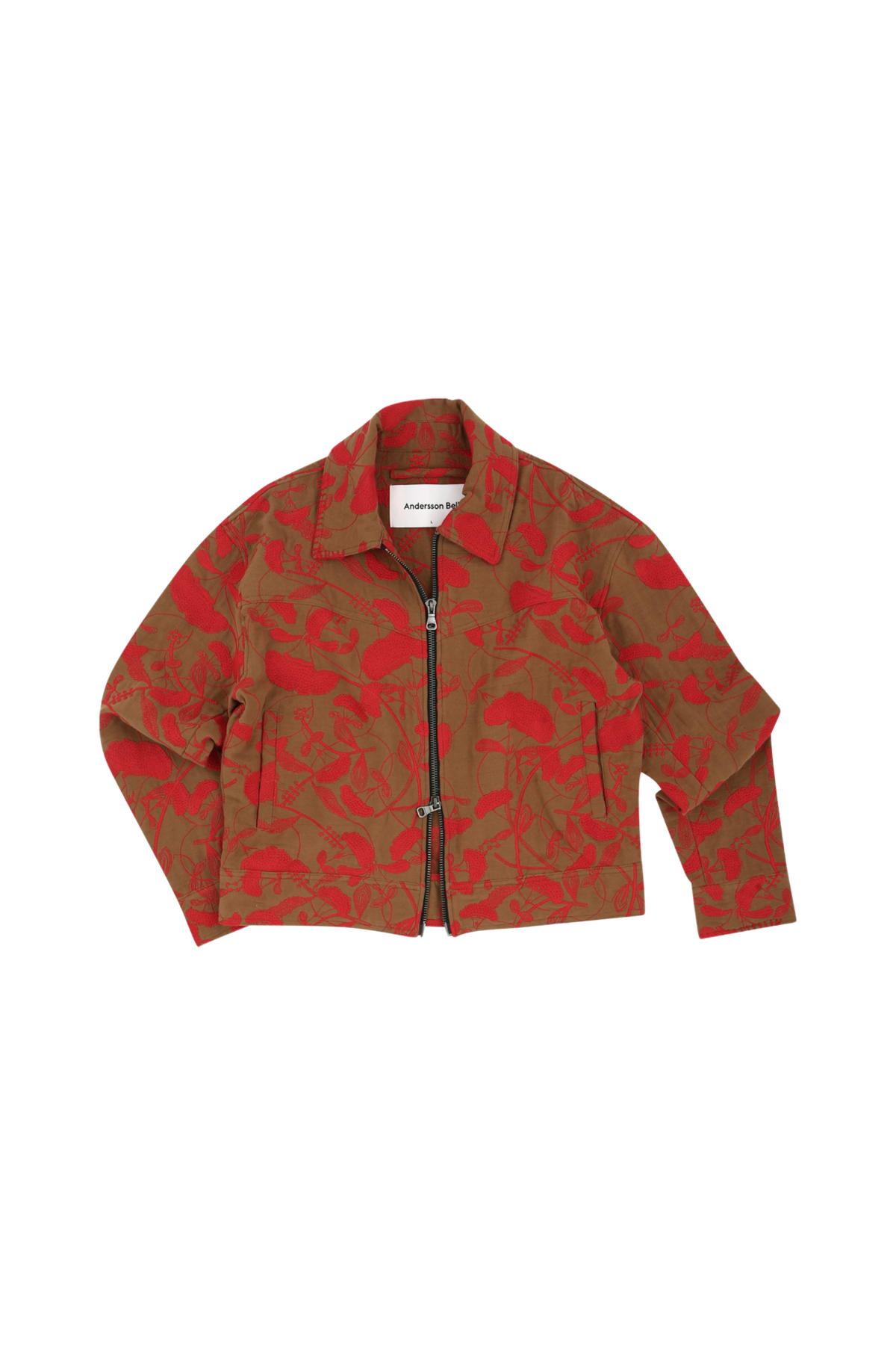 ANDERSSON BELL Flower Embroidery Zip-Up Jacket - Beige | Garmentory