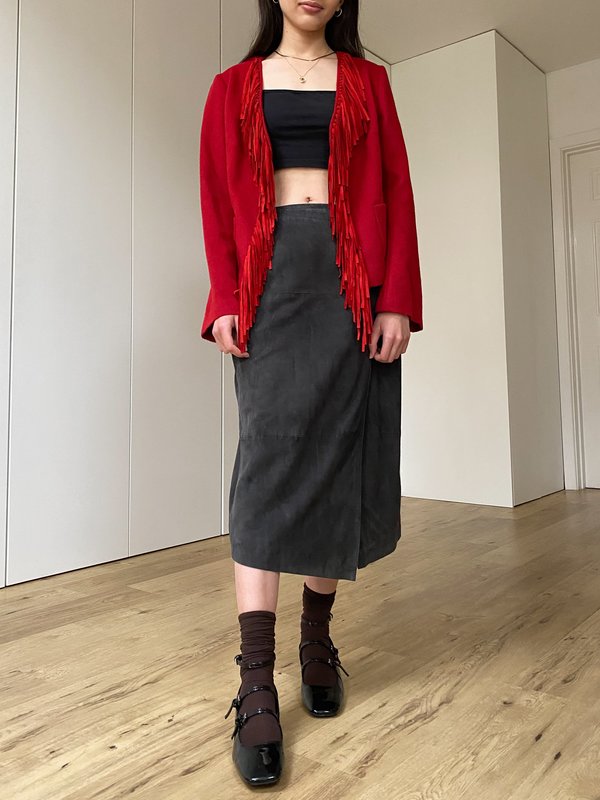 90's Italian Llama Fringe Jacket - Ruby | Garmentory