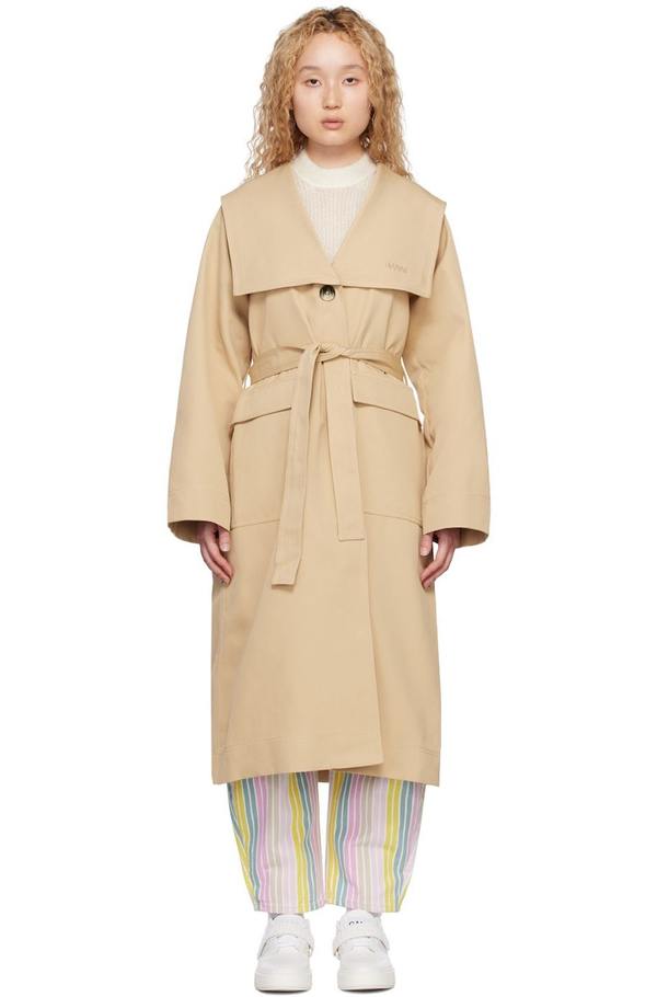 GANNI Oversized Trench Coat - Pale Khaki | Garmentory