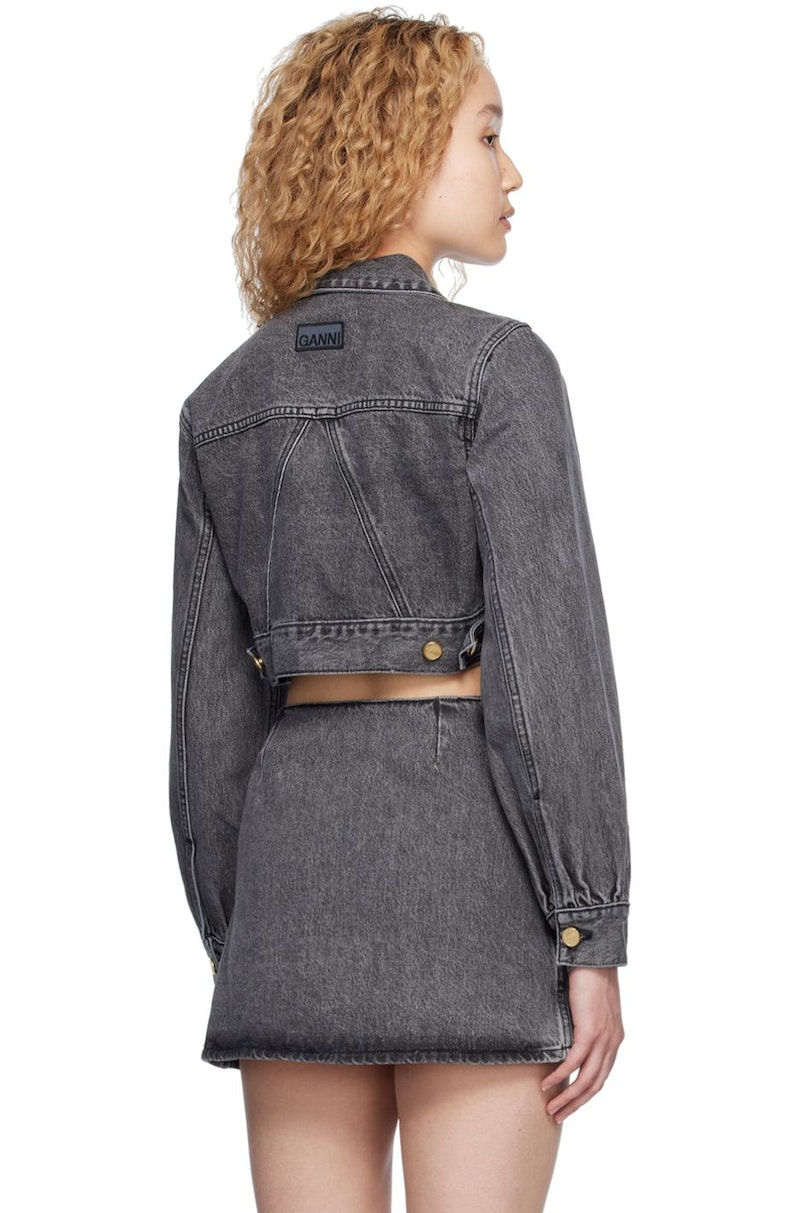 GANNI Cropped Denim Jacket - Sharkskin | Garmentory