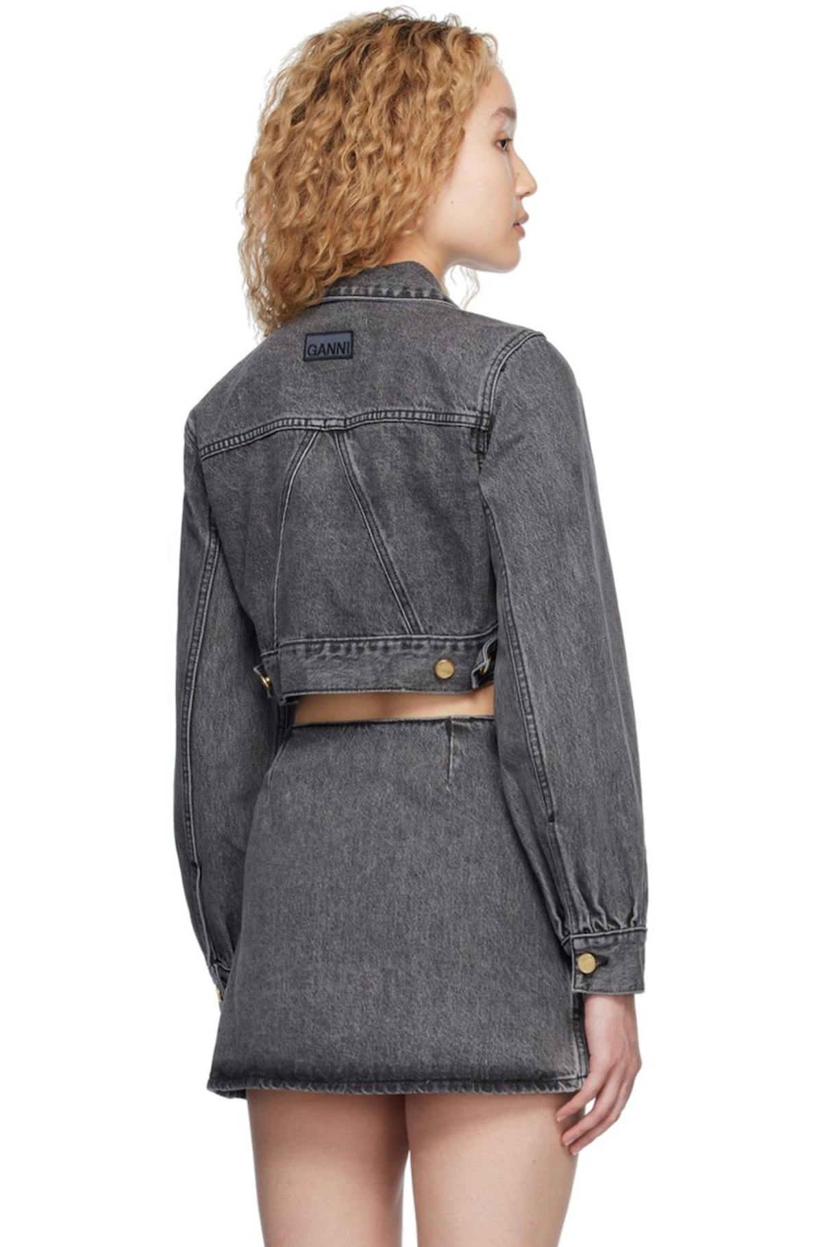 GANNI Cropped Denim Jacket - Sharkskin | Garmentory