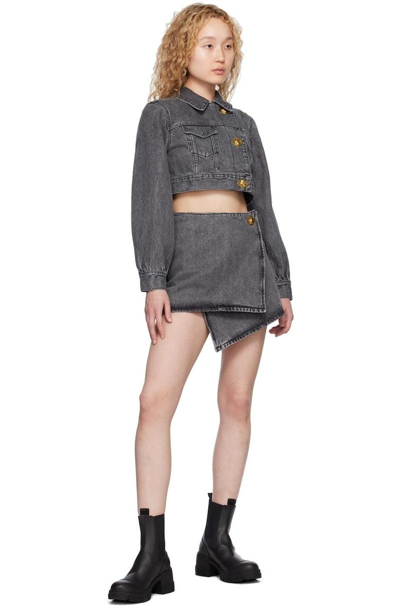 GANNI Cropped Denim Jacket - Sharkskin | Garmentory