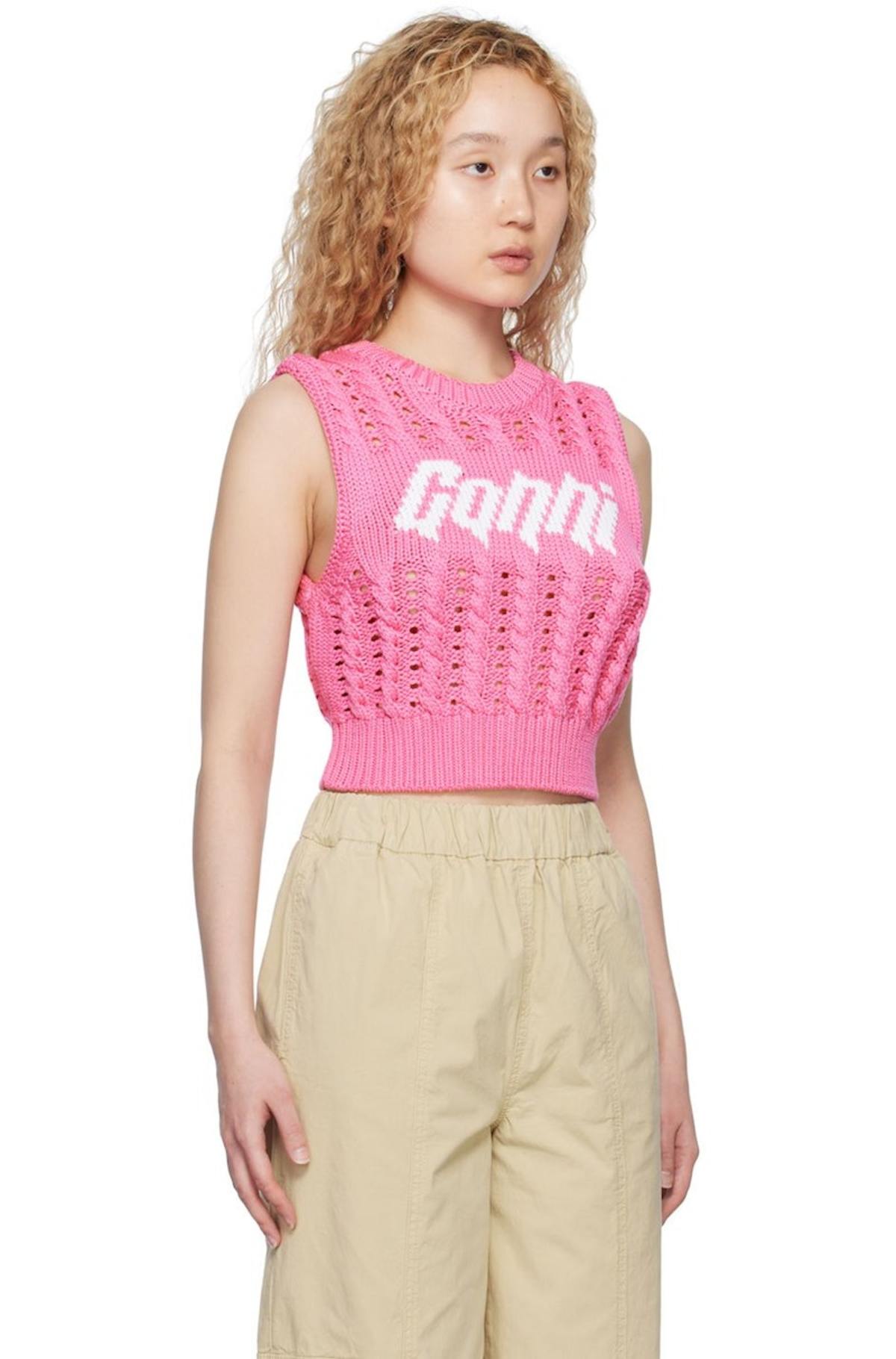 GANNI Cropped Vest - Bonbon | Garmentory