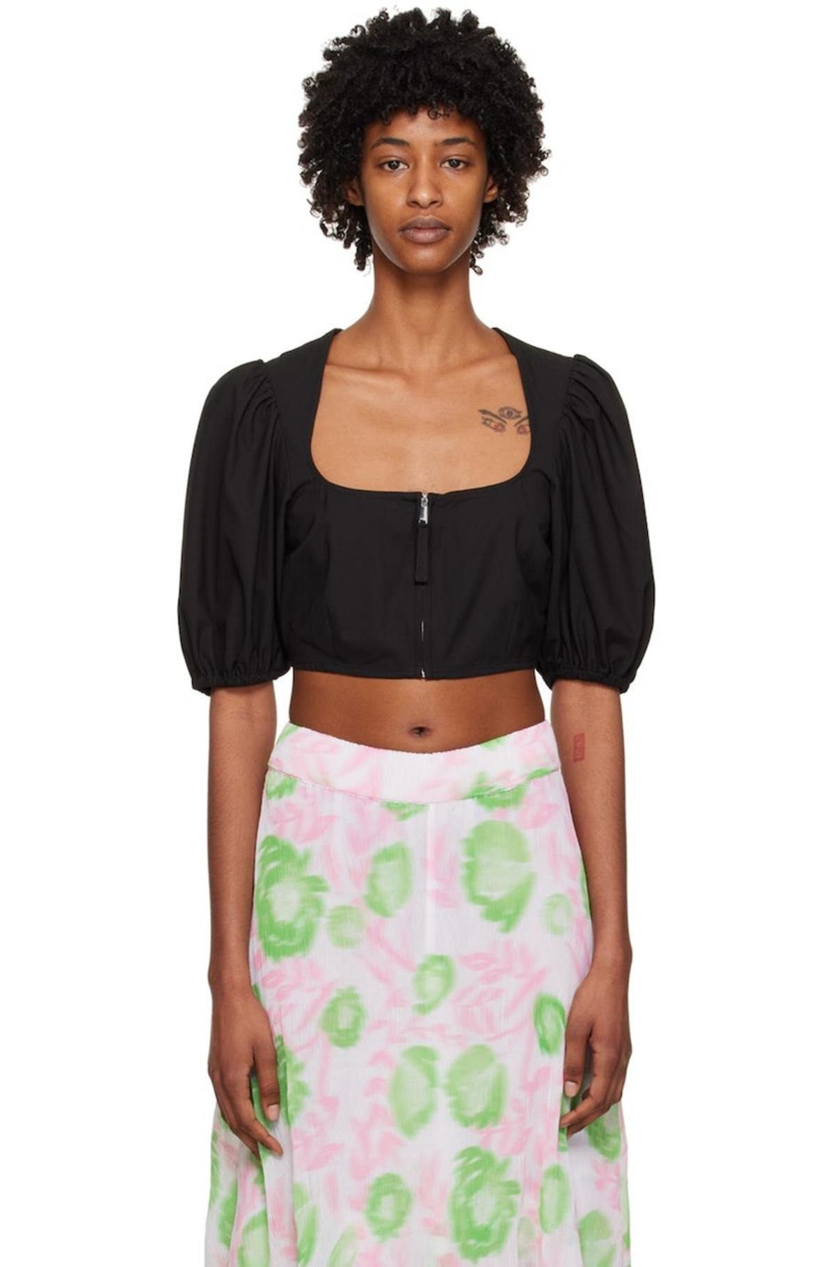 GANNI Drapey Blouse - Black | Garmentory