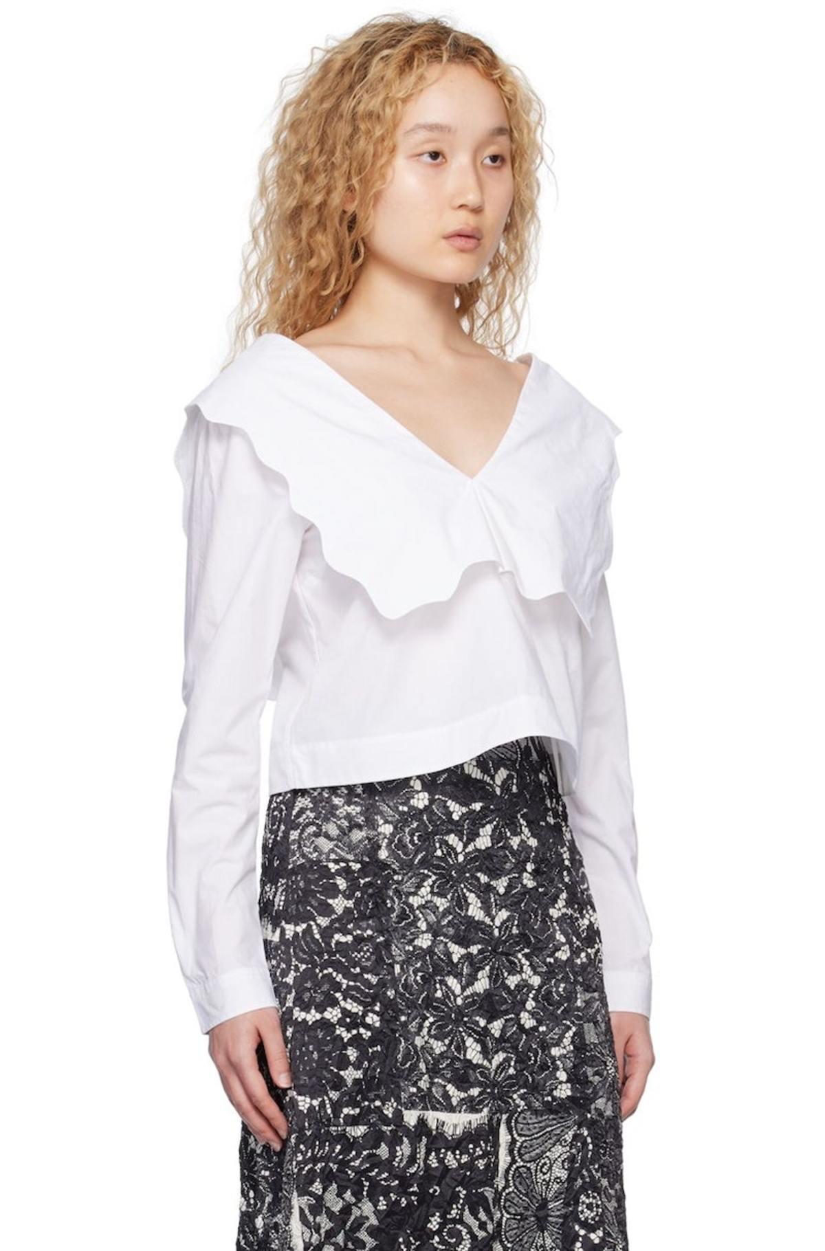 GANNI Rhythm Collar Blouse - Bright White | Garmentory