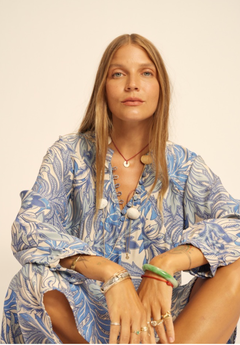 Natalie Martin Fiore Short Dress - Jungle Print Lake Blue | Garmentory