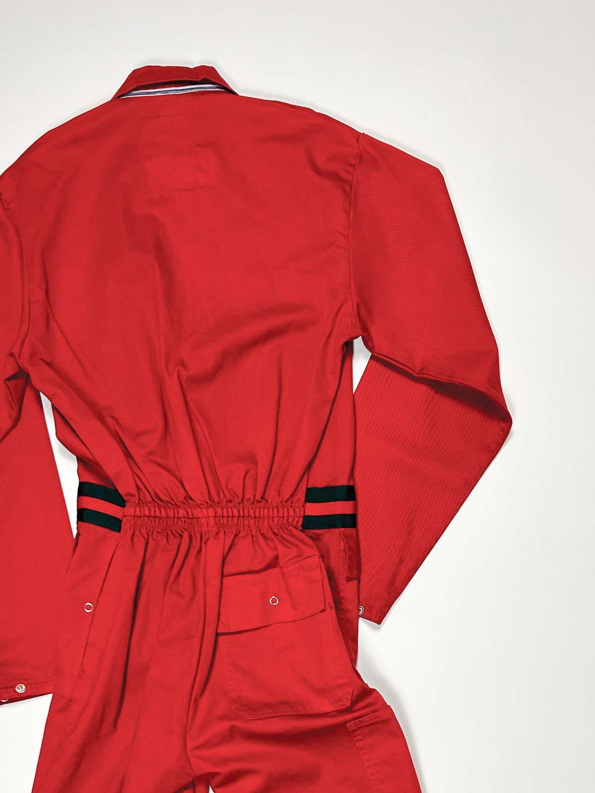 Vintage Workwear with Stripe trim detail Jumpsuit - Red | Garmentory
