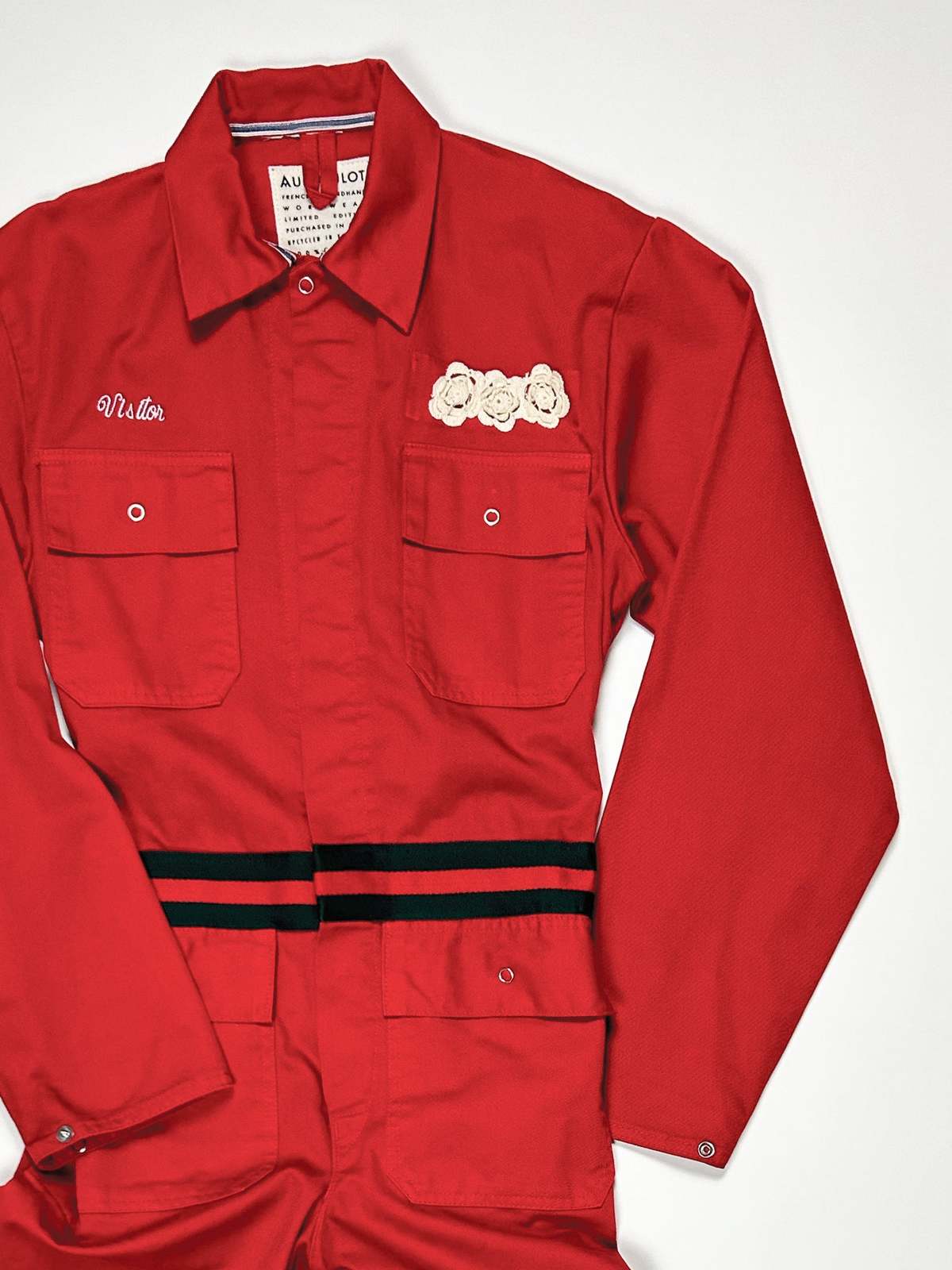 Vintage Workwear with Stripe trim detail Jumpsuit - Red | Garmentory