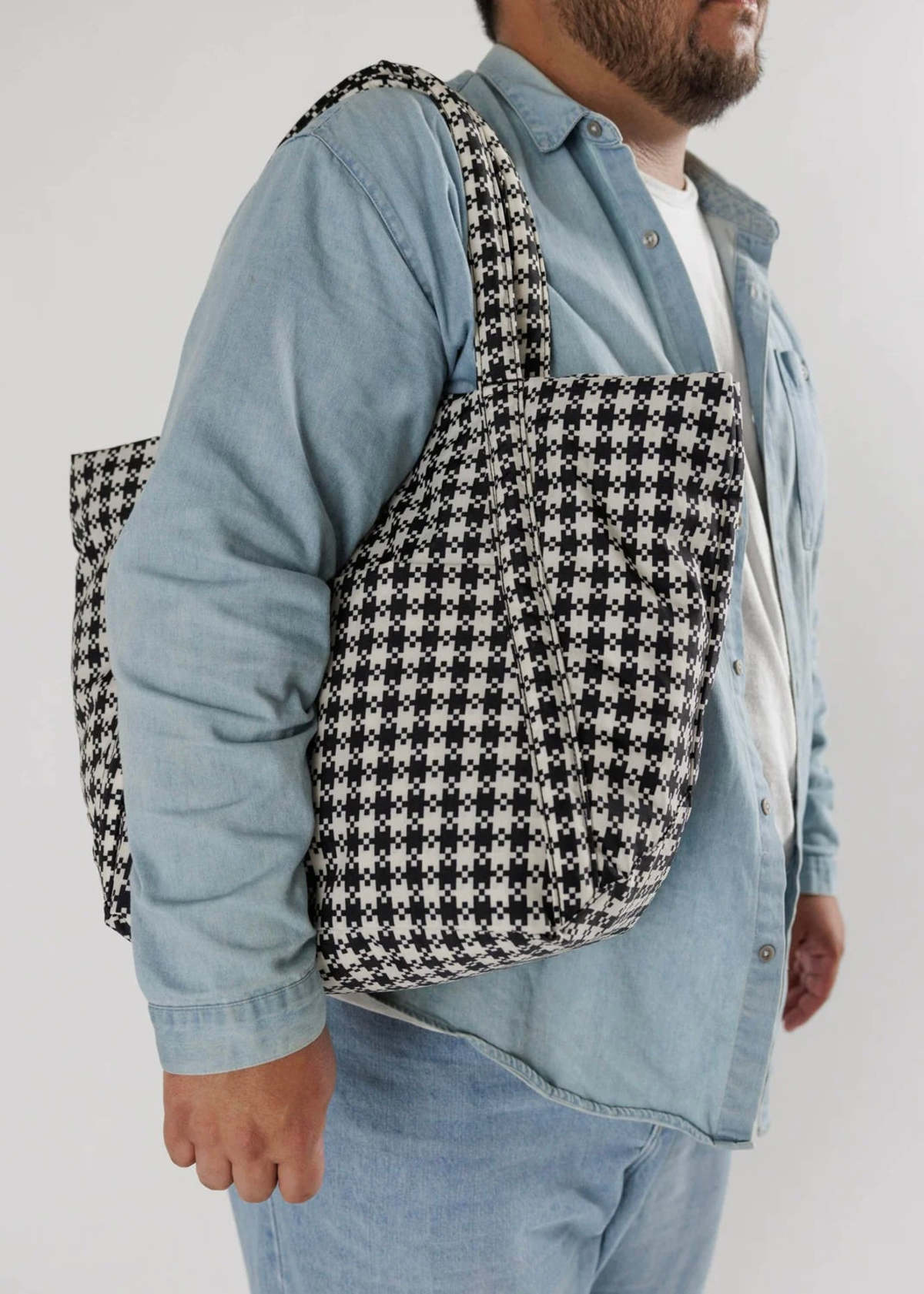 Cloud Bag - Black and White Pixel Gingham | Garmentory