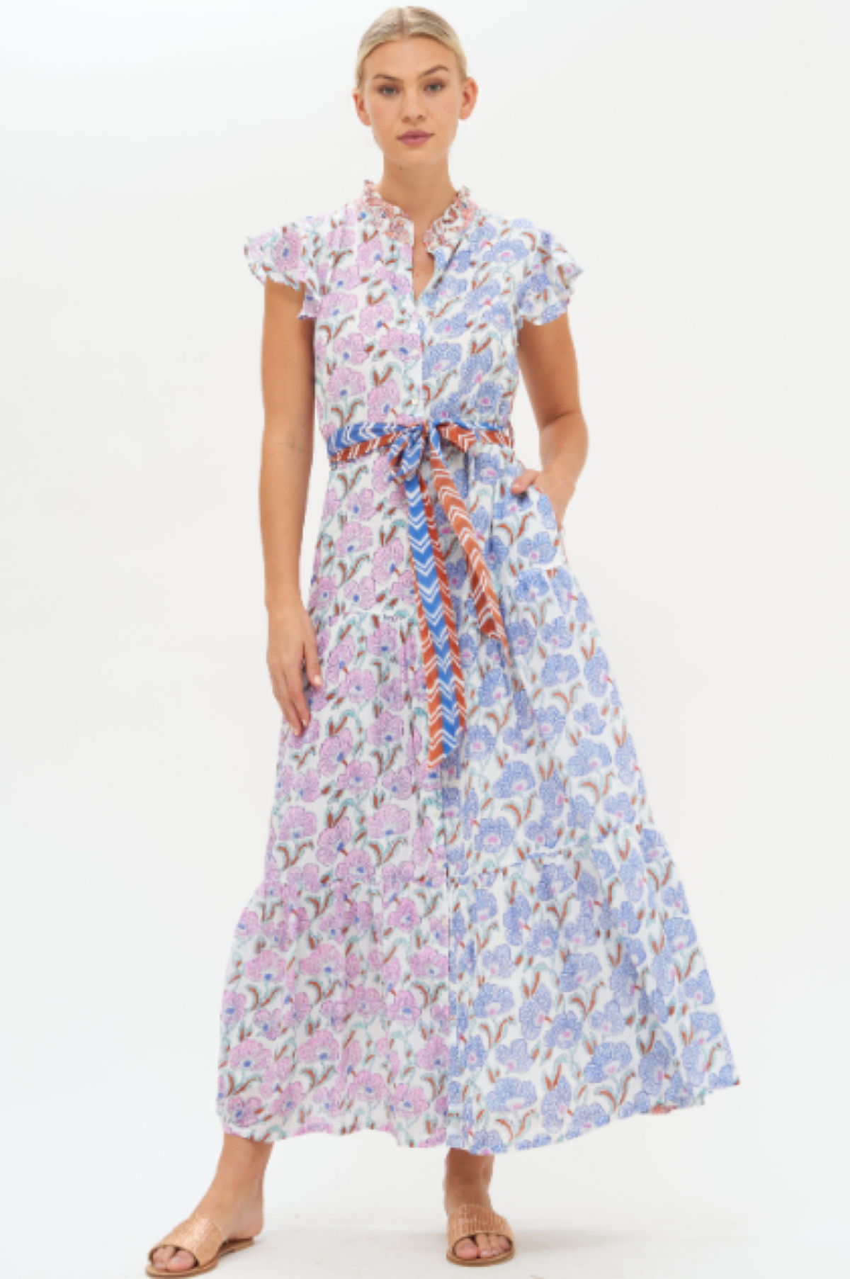 Oliphant Ruffle Collar Button Maxi - Lucia - Multi | Garmentory