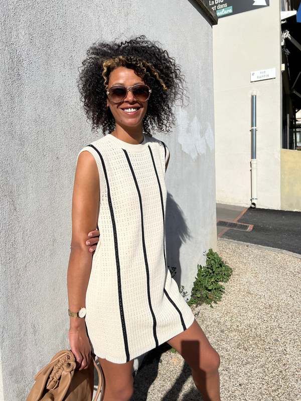 Anine Bing Lanie Dress - Ivory/Black | Garmentory