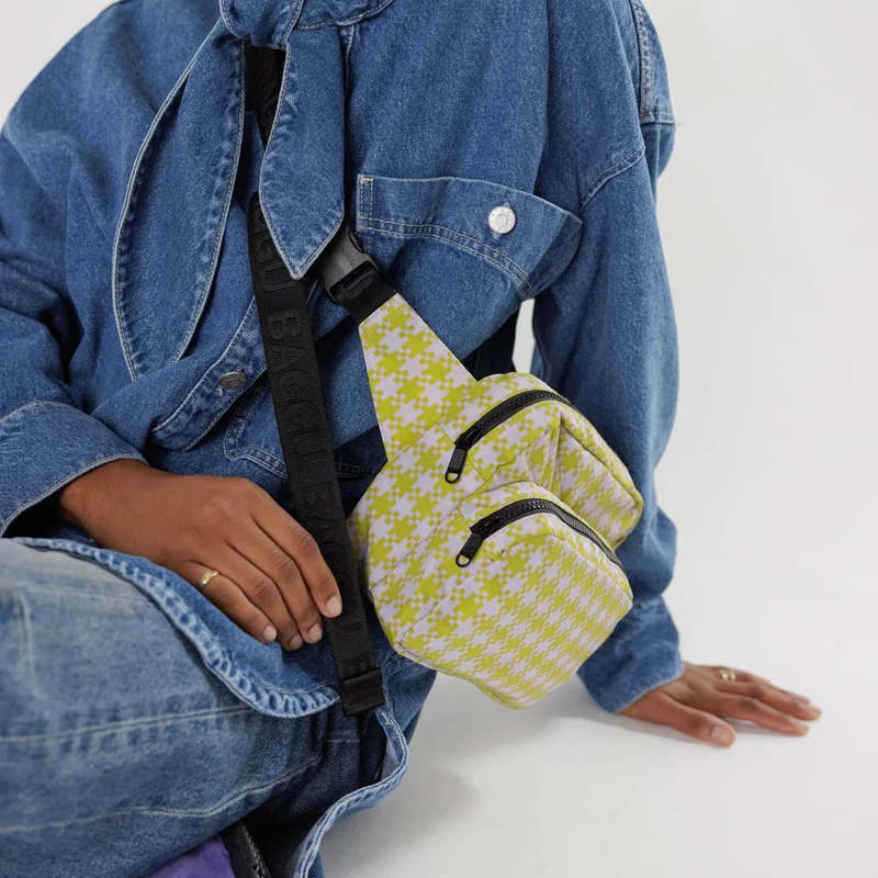 Baggu Fanny Pack - Pink/Pistachio Pixel Gingham | Garmentory