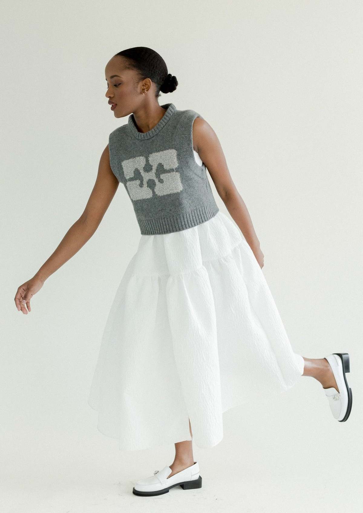 Ganni Graphic Cropped Vest - High Rise | Garmentory