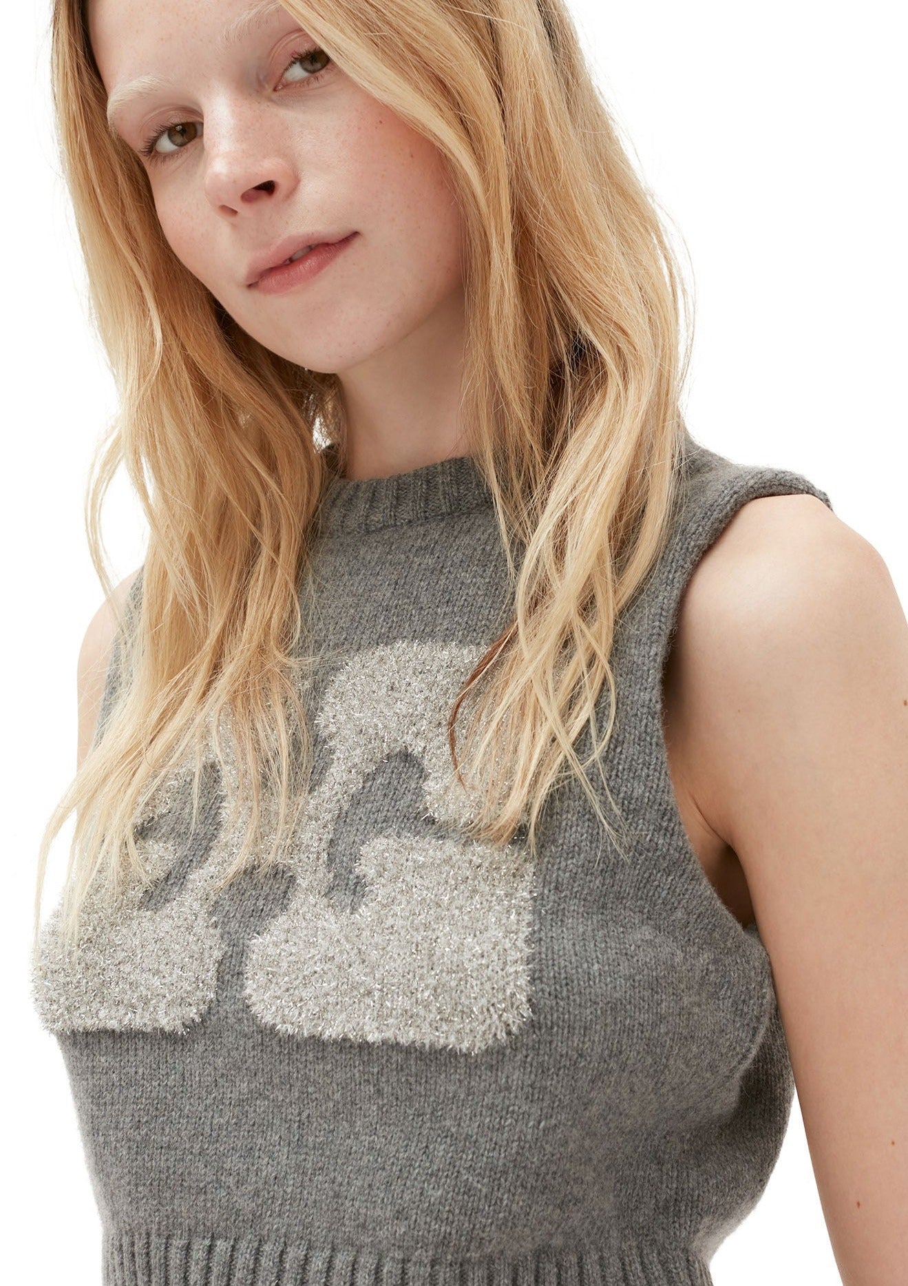 Ganni Graphic Cropped Vest - High Rise | Garmentory