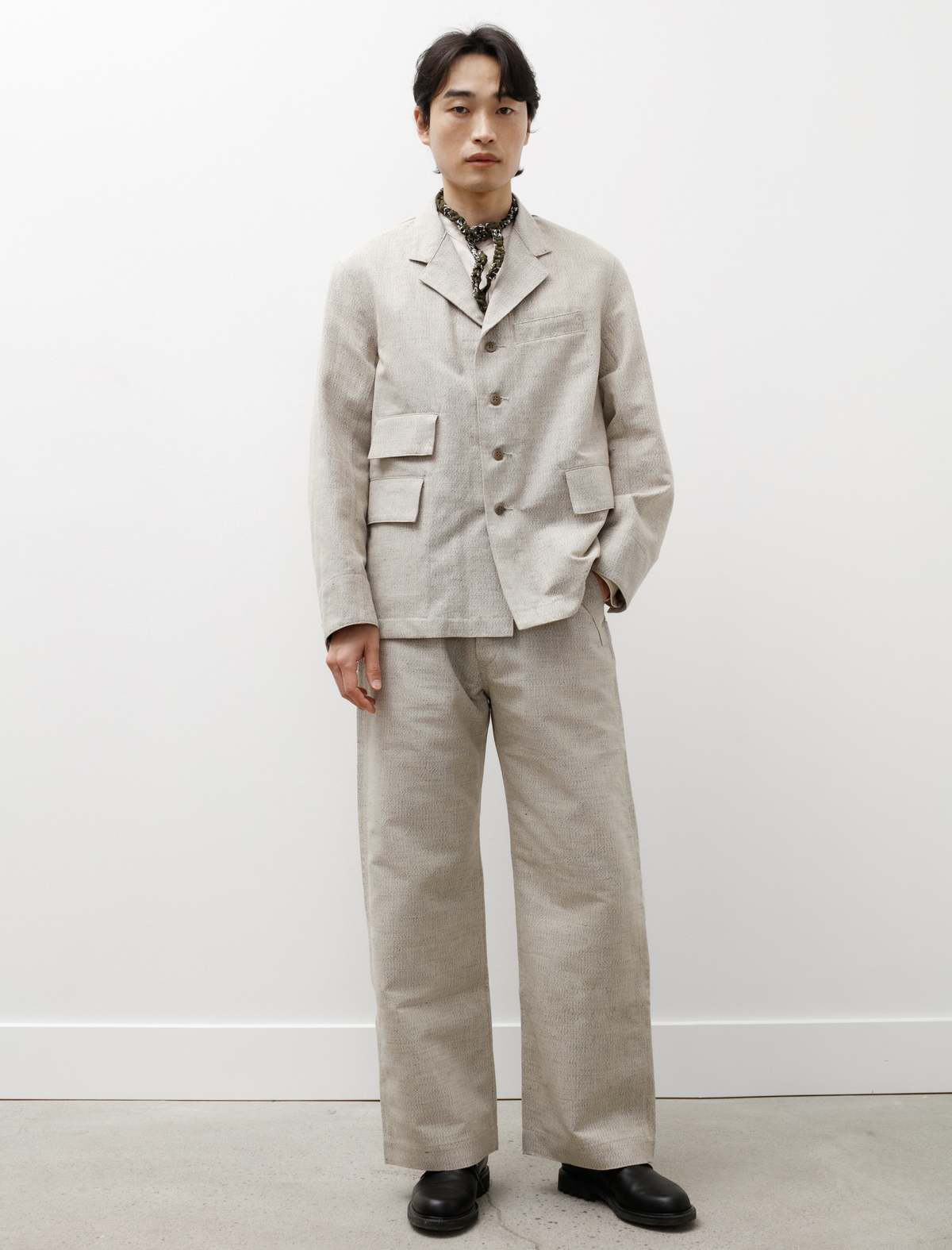 Taiga Takahashi Mens Lot 202 Engineer Trousers - Melange Ivory | Garmentory