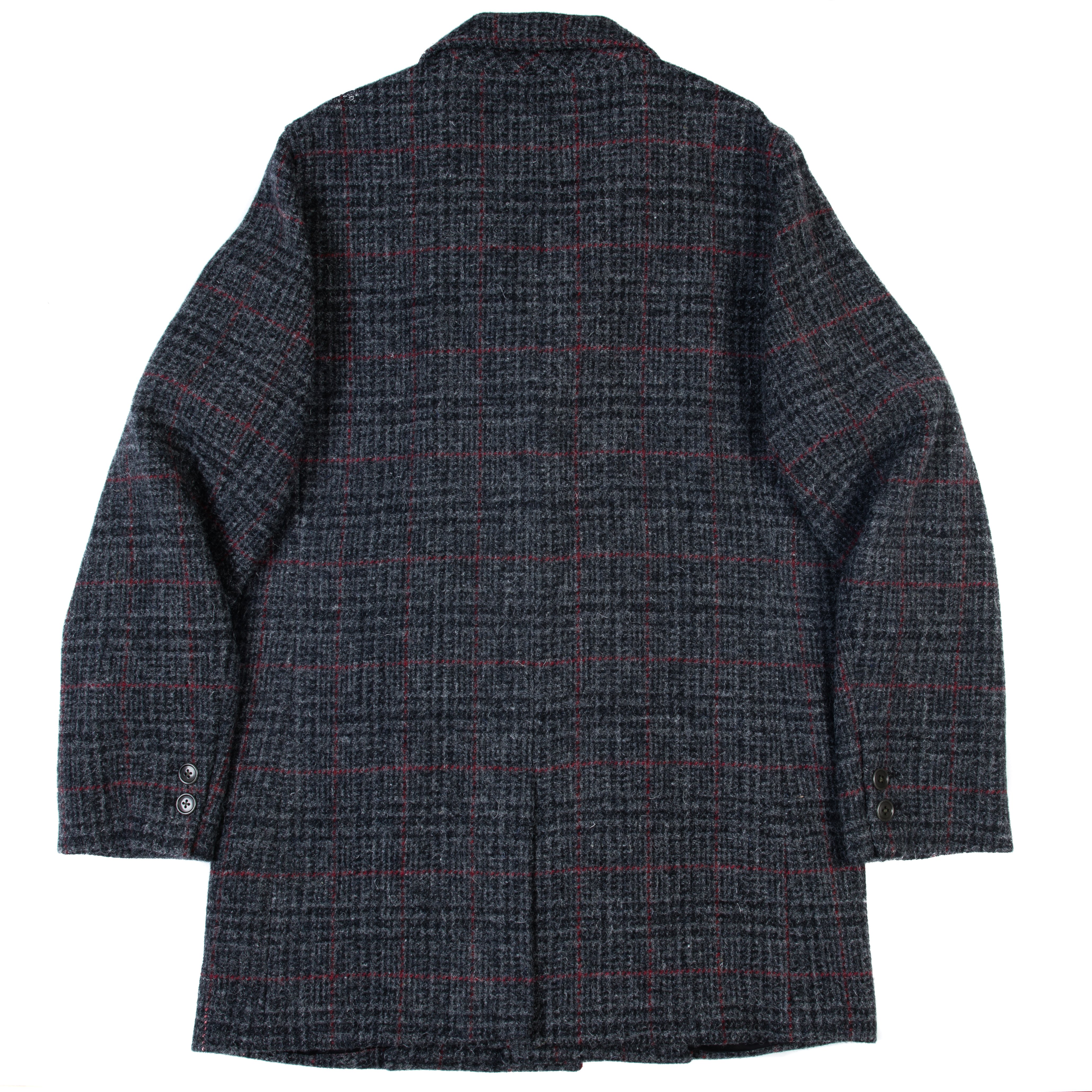 August Fifteenth Topper Coat - Grey with Red Harris Tweed | Garmentory