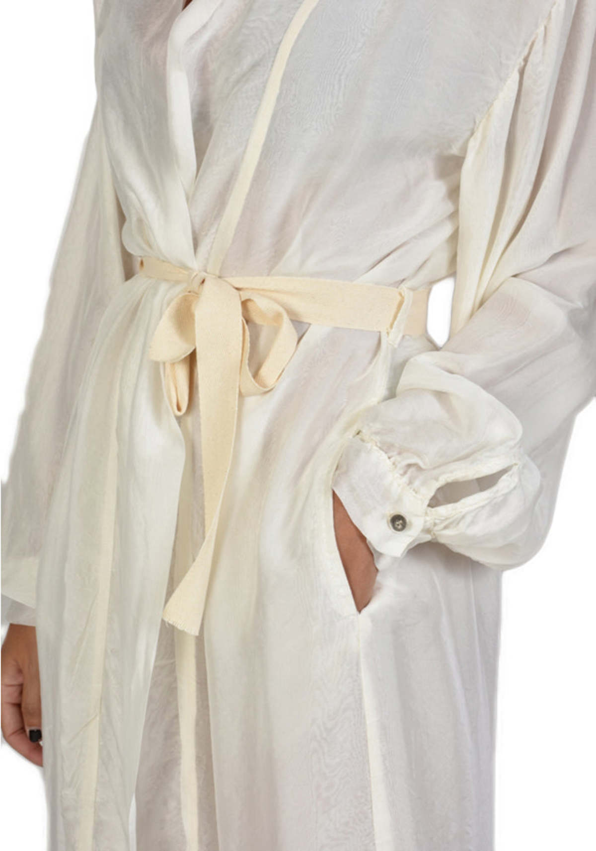 Sanctamuerte Tie Waist Robe - BLACK | Garmentory