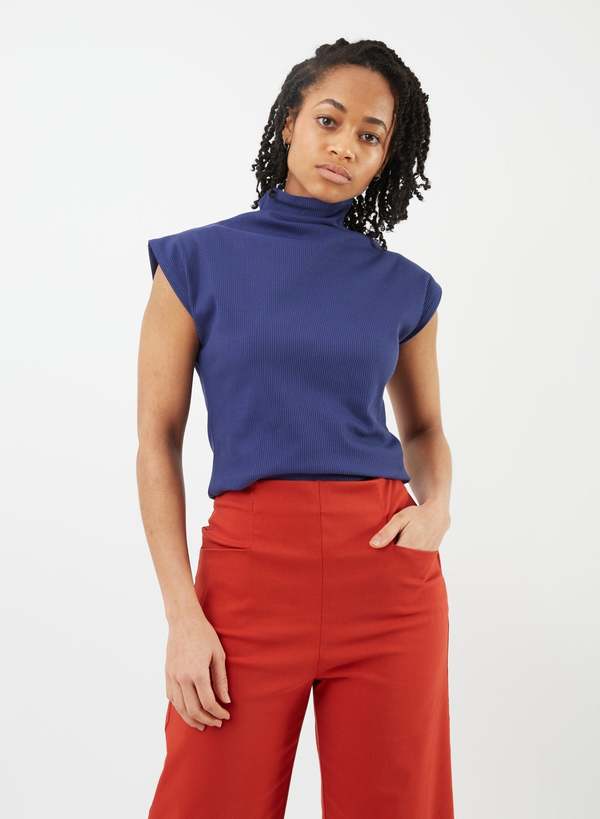 Meg Sleeveless Skinny Top - Denim | Garmentory