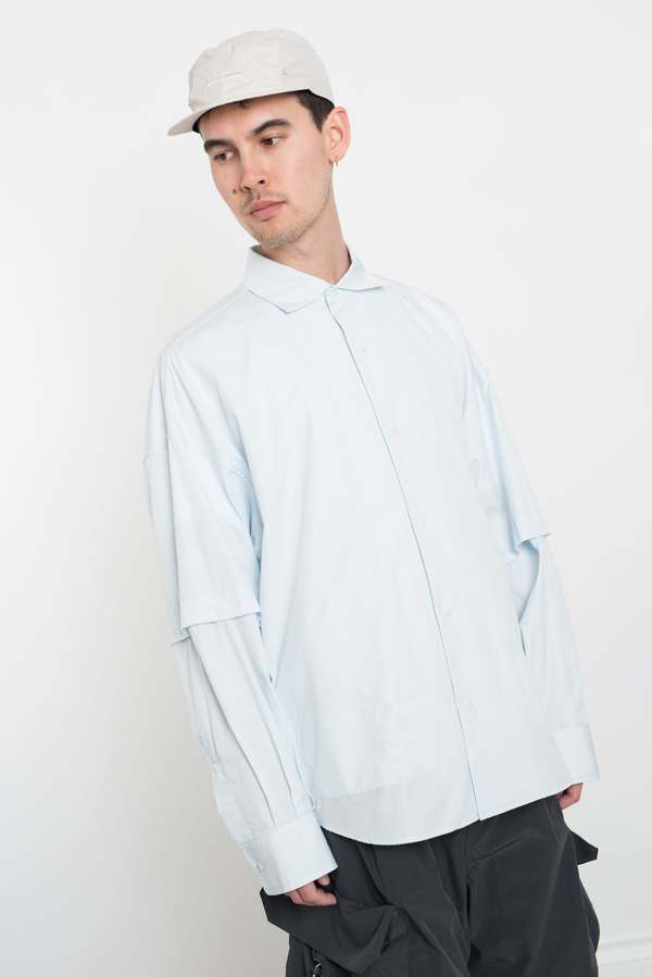 Meanswhile Trinity Cloth Snap Shirt - Ice Blue | Garmentory