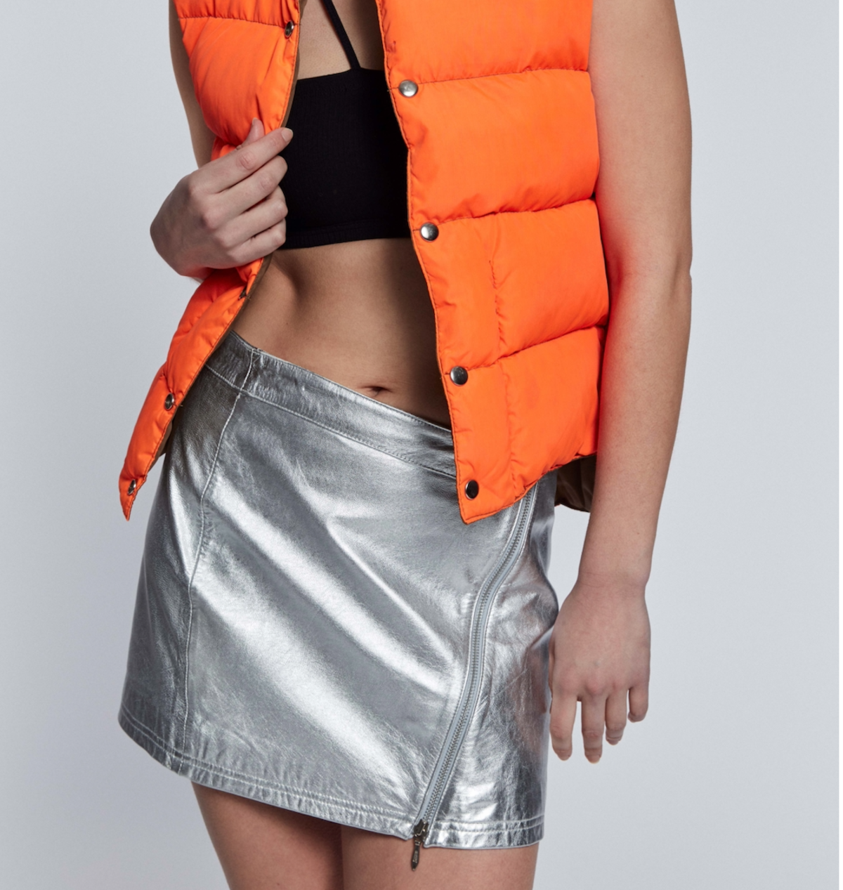 Leather Mini Skirt - Silver | Garmentory