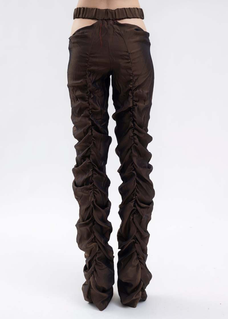Rui METALLIC CHOCOLATE PLEATED CUT-OUT PANTS | Garmentory