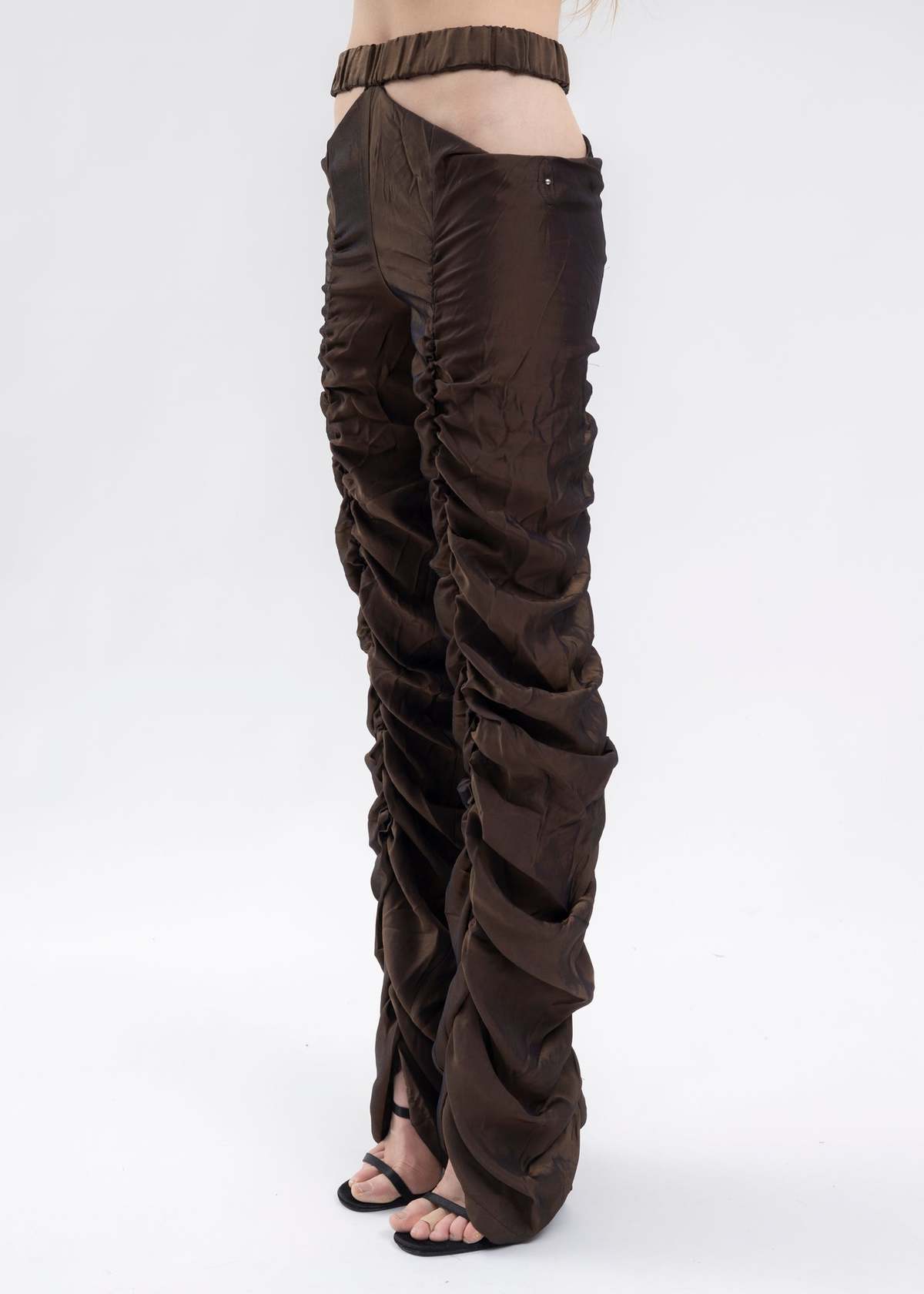 Rui METALLIC CHOCOLATE PLEATED CUT-OUT PANTS | Garmentory