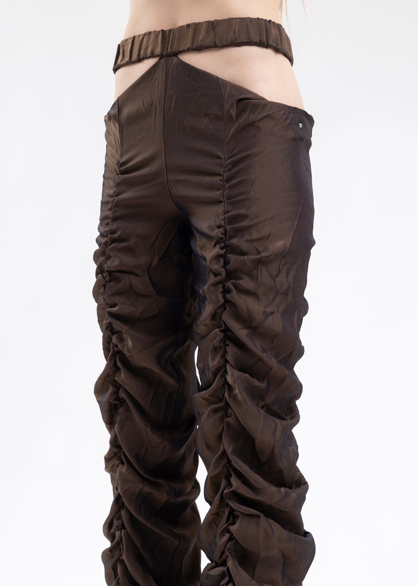 Rui METALLIC CHOCOLATE PLEATED CUT-OUT PANTS | Garmentory