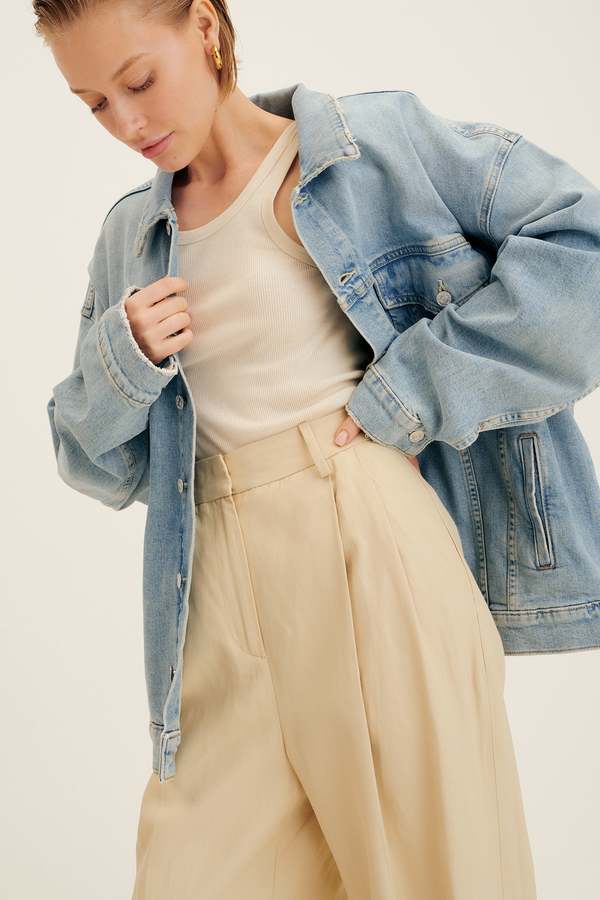 Mother Denim The Drop It Drifter Jacket - Light Denim | Garmentory