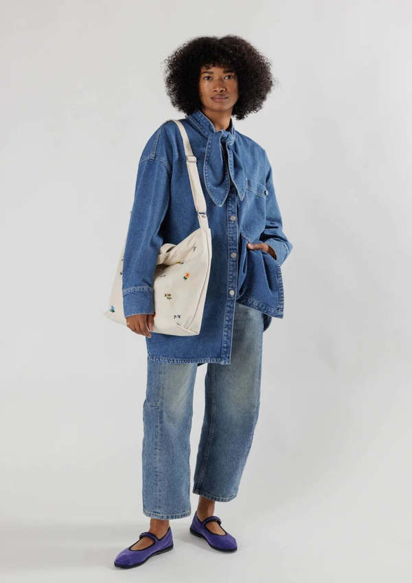 BAGGU Zipper Duck Bag Horizontal Embroidered Ditsy Floral | Garmentory