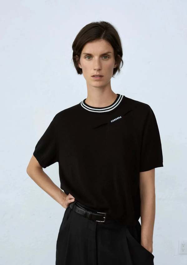 Cordera Silk Logo Top - Black | Garmentory