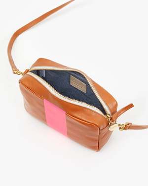 Clare V. Midi Sac - Natural/Neon Pink Stripe | Garmentory