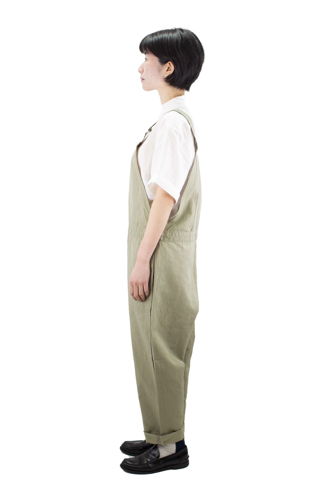 Danton Cotton Linen Salopette Overall - Olive | Garmentory