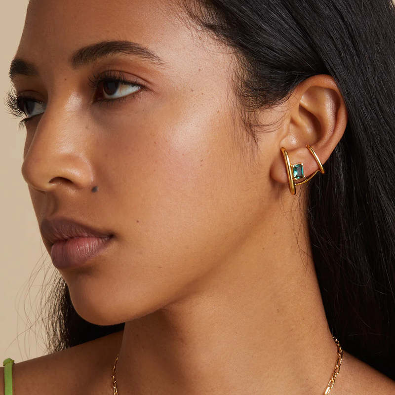 Lady Grey Duo Ear Cuff Green Quartz Garmentory
