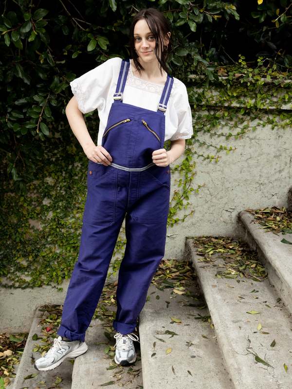 Vintage Workwear Overalls With Tape On Pocket - Washed Blue | Garmentory