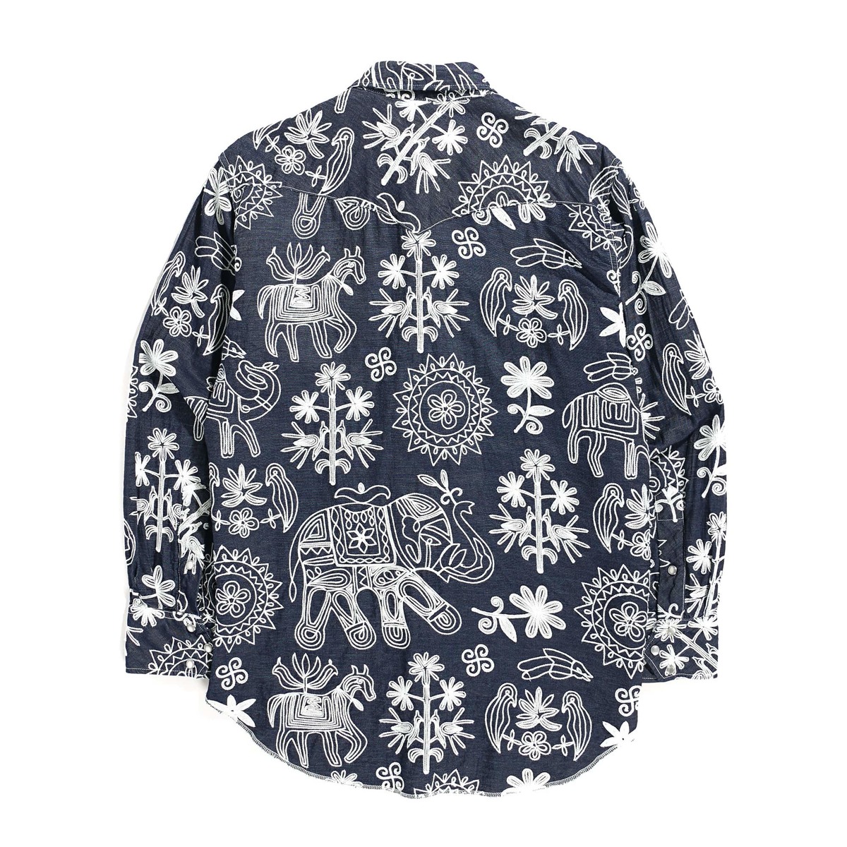 Engineered Garments Combo Western Shirt - Indigo Floral Embroidery ...
