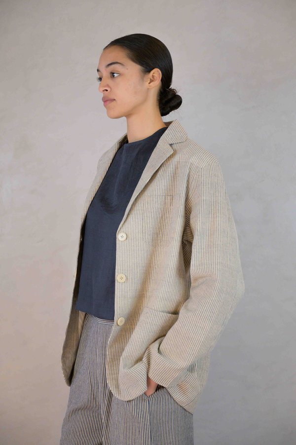 Runaway Bicycle Ethan Jacket - White/Grey Stripes | Garmentory