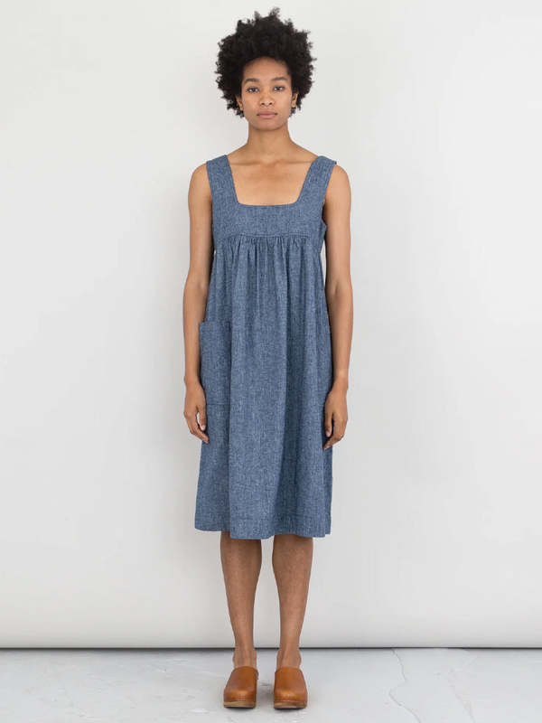 Folk Patch Pocket Dress - Blue Texture | Garmentory