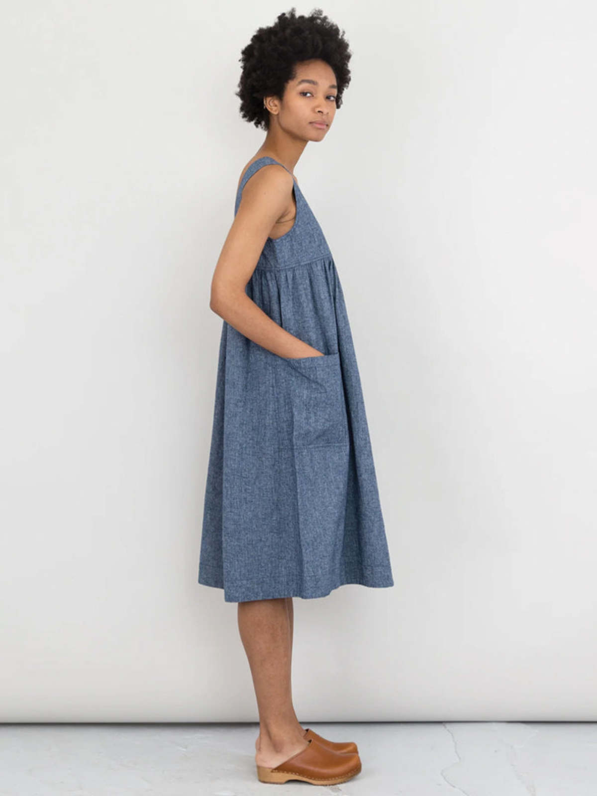 Folk Patch Pocket Dress - Blue Texture | Garmentory