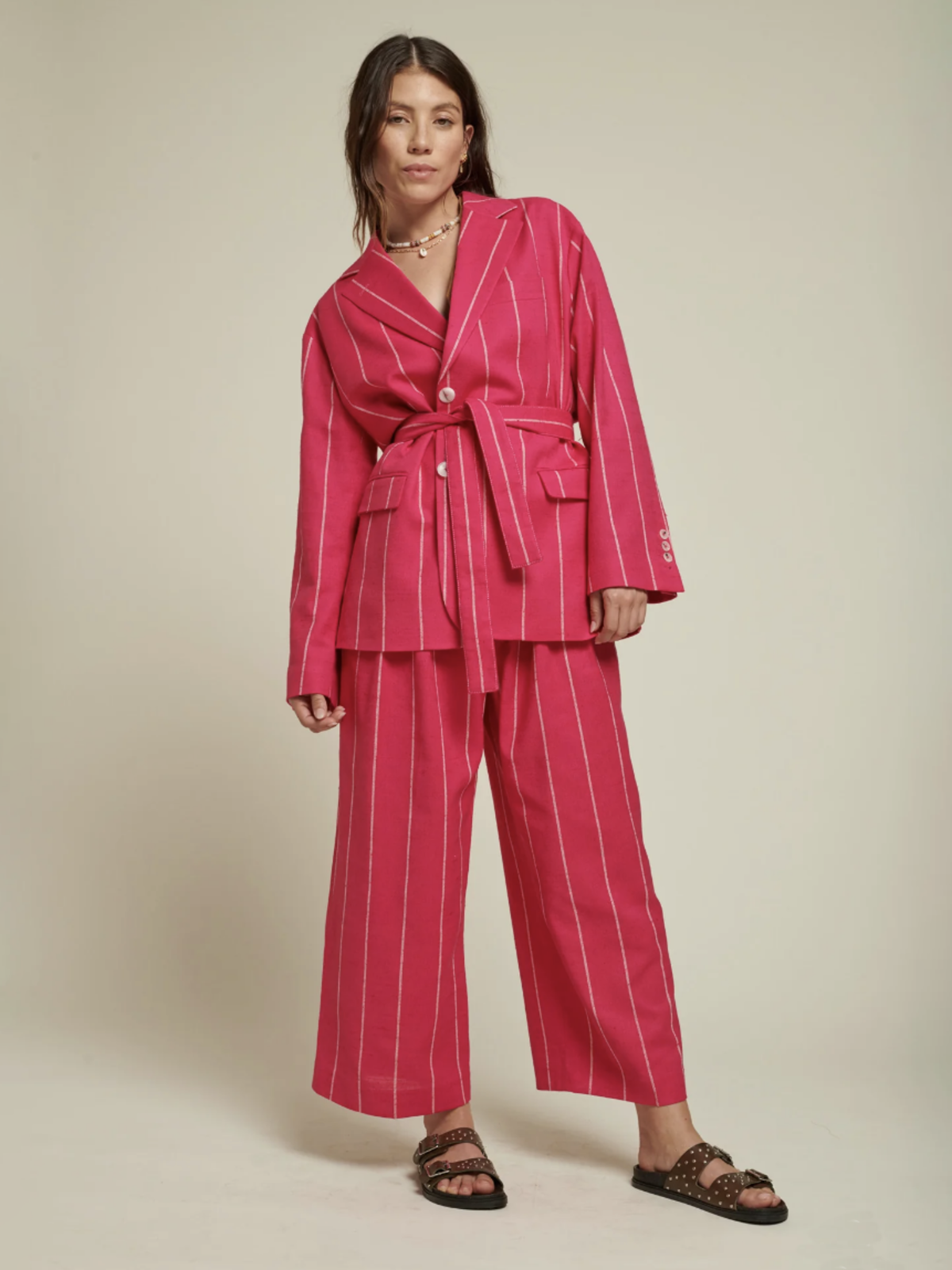 Chloe Stora Gabie Jacket - Fushia Pinstripe | Garmentory