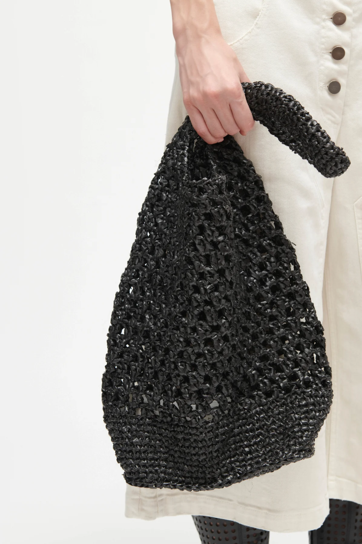 Rachel Comey Bonsai Tote - Black Shiny Raffia | Garmentory
