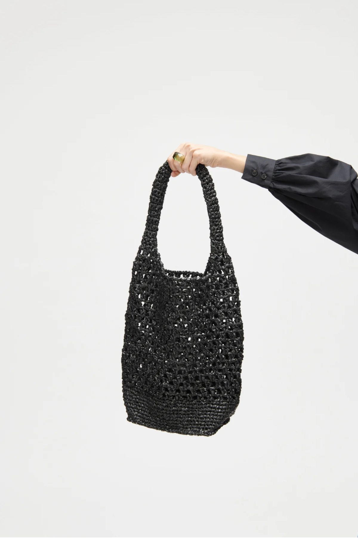 Rachel Comey Bonsai Tote - Black Shiny Raffia | Garmentory