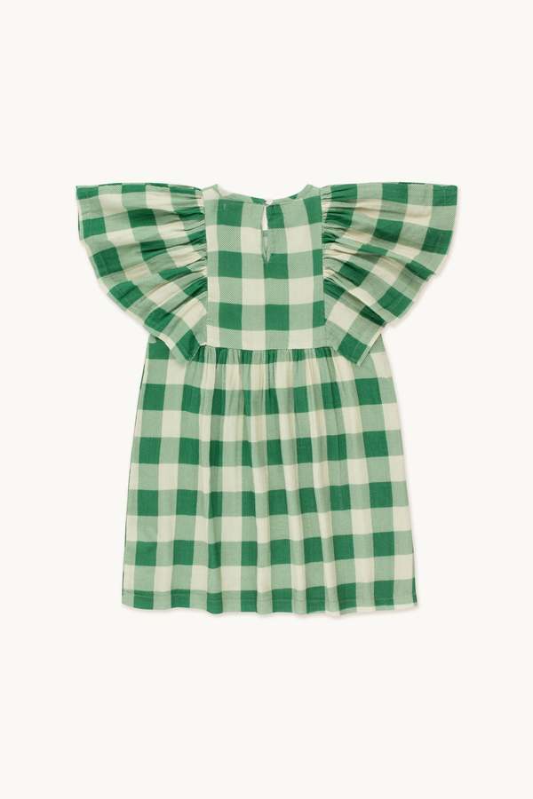 Kids Tiny Cottons Big Check Dress - Cream/Green | Garmentory